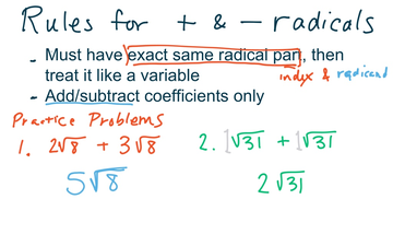 Add & Subtract Radicals Unit 5 Lesson 2 | Educreations
