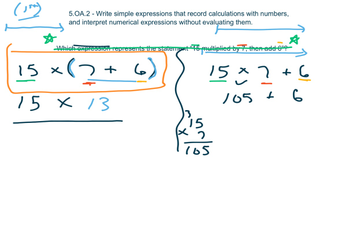 5.OA.2 - Write simple expressions that record calculations with numbers, and interpret numerical ...