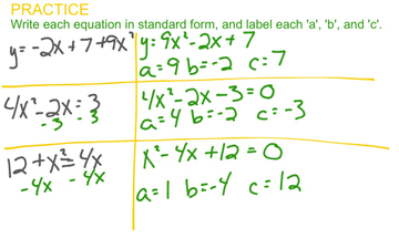 Solving Quadratic Equations, Lesson 1: Rewriting Quadratic Equations In ...