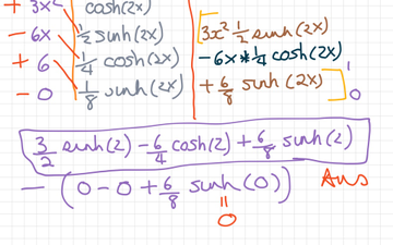 Integration By Parts 3x^2*cosh(2x) | Educreations