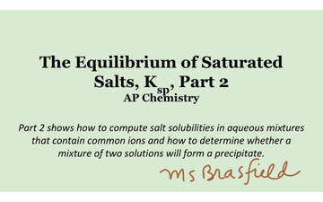The Equilibrium Of Saturated Salts, Pt 2 | Educreations