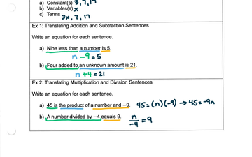 Math 7 6-1 Writing Equations | Educreations