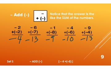 MIXED INTEGERS--Set S Negative Add A Negative | Educreations