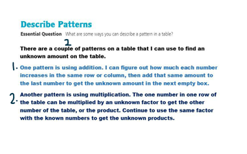 Describe Patterns on a Table | Educreations