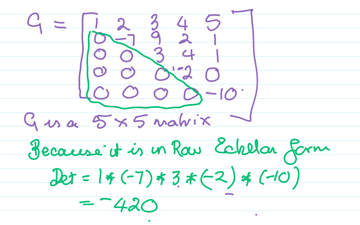 Determinant Of A 4 X4 Matrix And The Determinant Of A 5x5 Matrix In Row ...