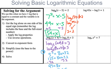 Solving Simple Log Equations | Educreations