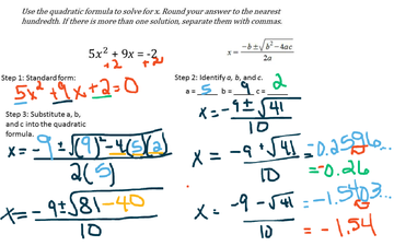 Applying the quadratic formula: decimal answer | Educreations