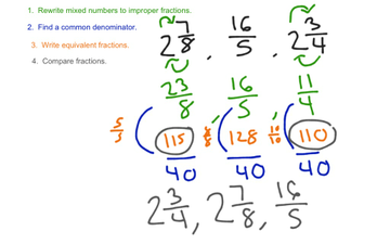 (Lesson 1.6) Comparing & Ordering with Mixed Numbers | Educreations
