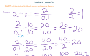 Module 4 Lesson 30 divide decimal dividends by non-unit decimal ...