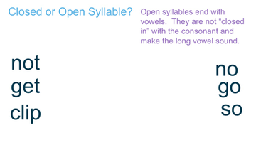 Open and Closed Syllable Sort | Educreations