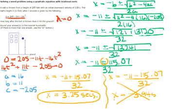 Solving a word problem using a quadratic equation with irrational roots ...