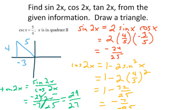 Addition, Subtraction, And Double Angle Formulas | Educreations