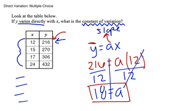 Direct Variation: Multiple Choice | Educreations
