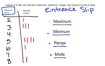 Lesson 2.5 Maximum, Minimum, Range, and Mode | Educreations