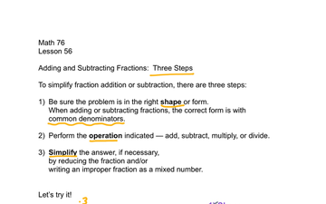 Math 76 Lesson 56, practice a-f | Educreations