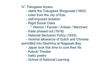 Tokugawa Shogunate | Educreations